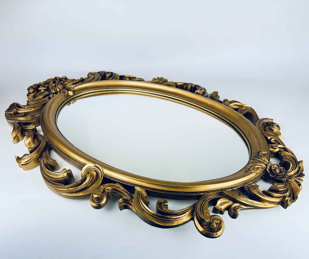 Vintage Hollywood Regency Gold Gilt Oval Wall Mirror Made in Canada by ...