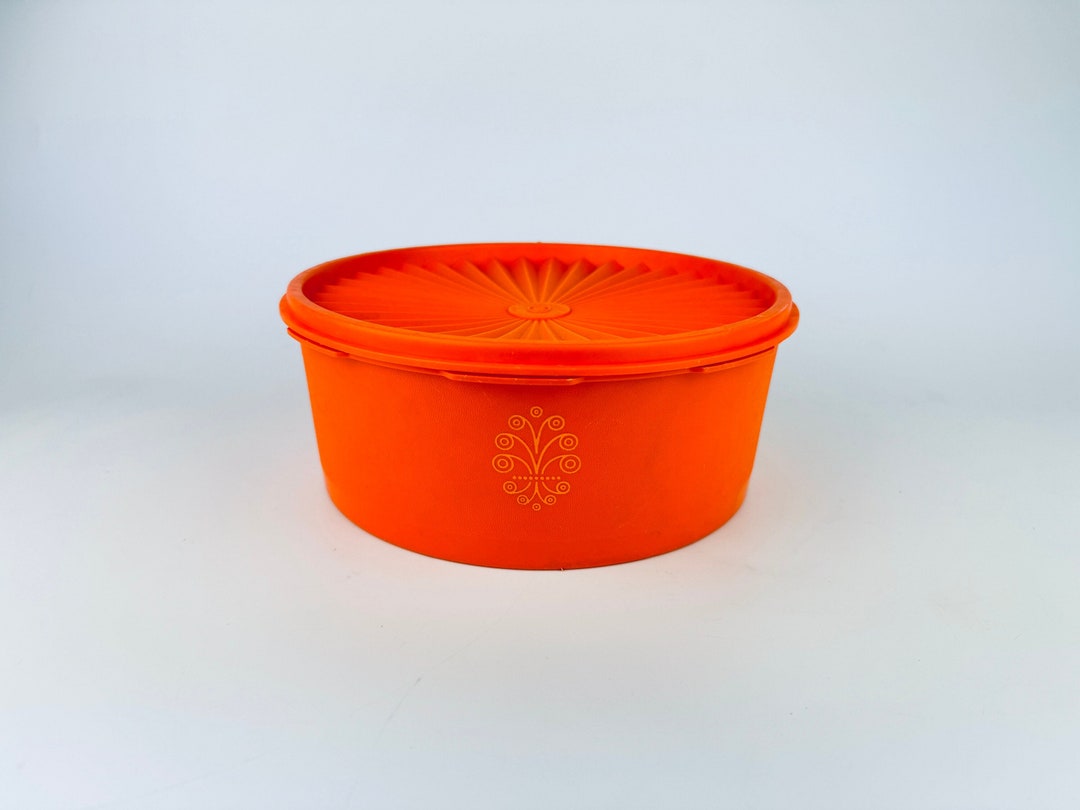 Vintage 'harvest Orange' Filigree Design Plastic Tupperware Stackable ...