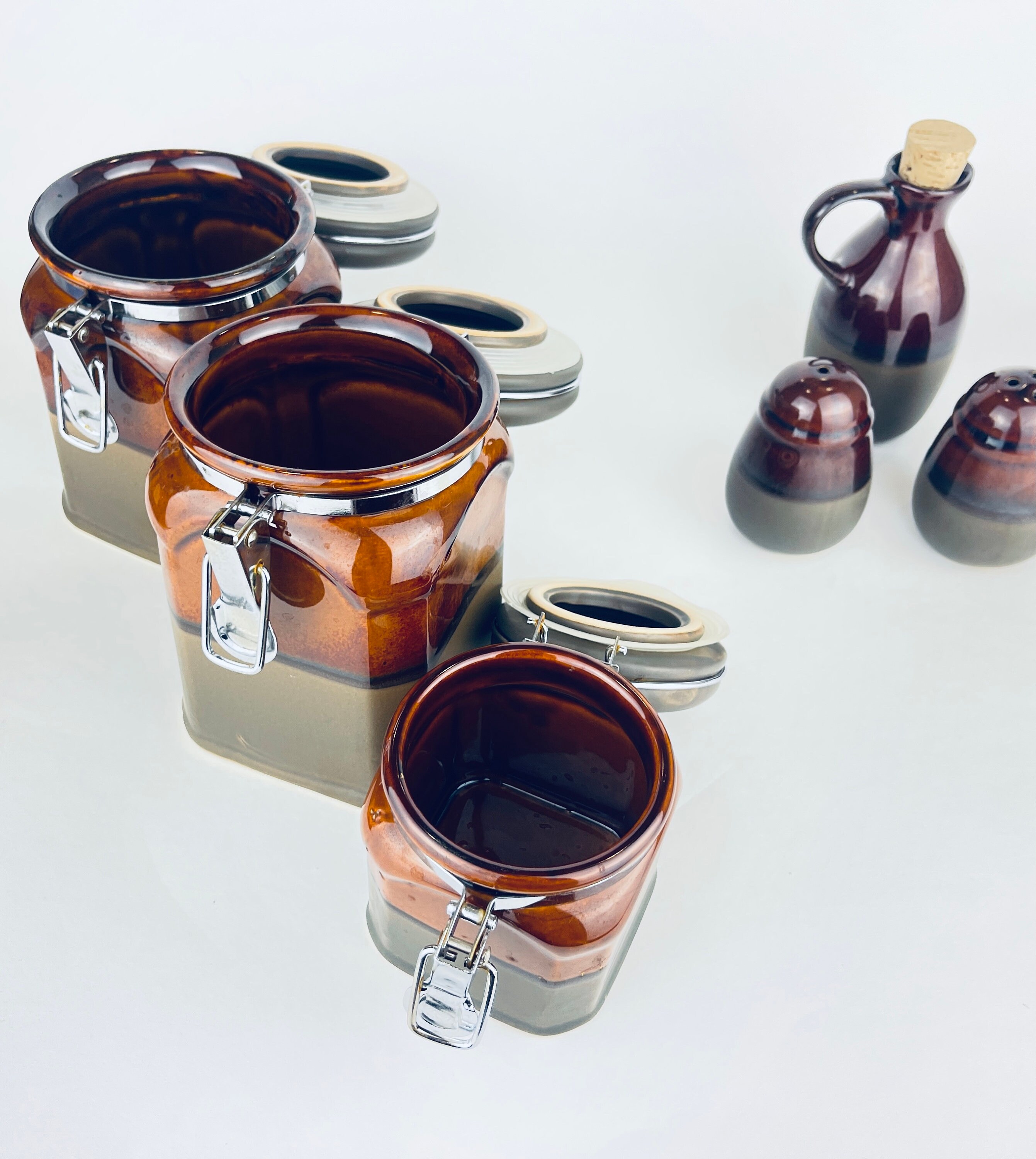 Vintage Countertop Canister Set Salt/pepper/oil Decanter | Etsy