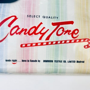 Vintage Tex-made 'twin/double' Candy Tone Striped Pastel Colour Flat ...