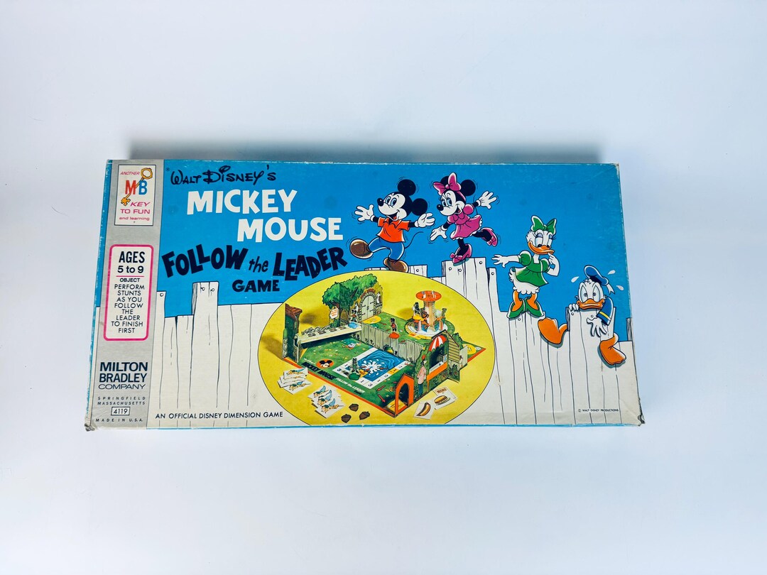 Vintage Mickey Mouse Follow the Leader Board Game — 3D Cardboard Disney ...