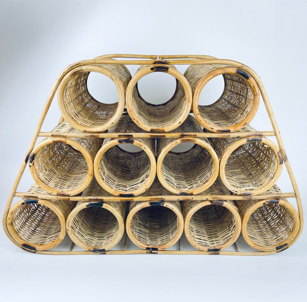 Vintage Bamboo Rattan Wine Bottle Rack Twelve 12 Bottle Capacity - Etsy