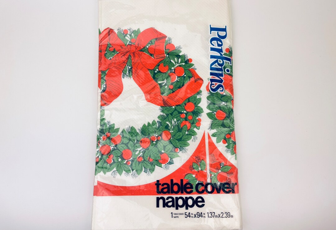 Vintage 1970s Rectangular Christmas Paper Table Cover - 54" X 94" - New ...