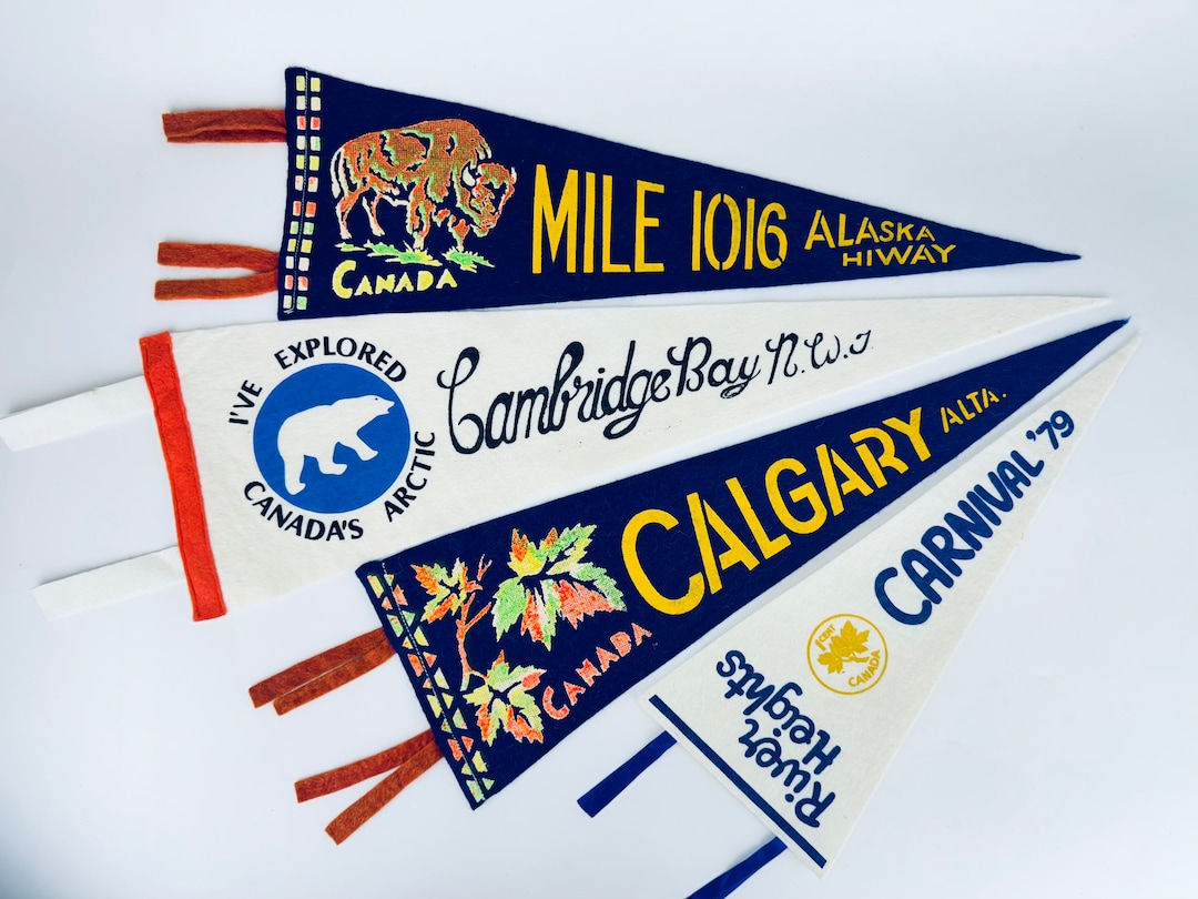 Vintage Canadian Souvenir Large Tapered Pennant/wall Hangings - Sold ...
