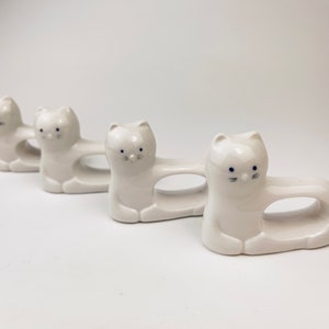 Vintage White Cat Porcelain Napkin Ring Holders - Set of Four (4 ...