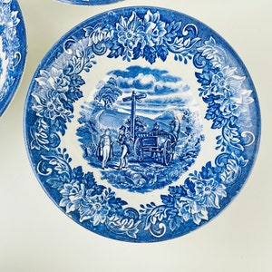 Vintage 'dickens Series' Blue Transferware English Ironstone Bowl ...