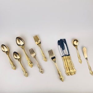 Vintage Ornate Gold Plated Northcraft + Royal Sealy Flatware/silverware ...