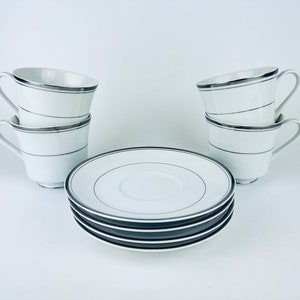 Vintage Wallace Heritage 'newport' White + Silver Fine Porcelain China ...
