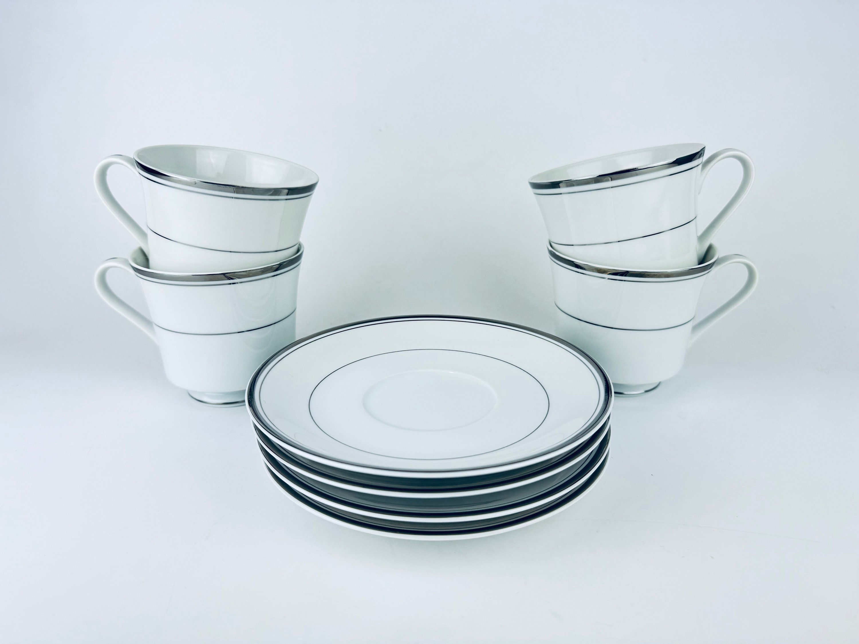 Vintage Wallace Heritage 'newport' White + Silver Fine Porcelain China ...