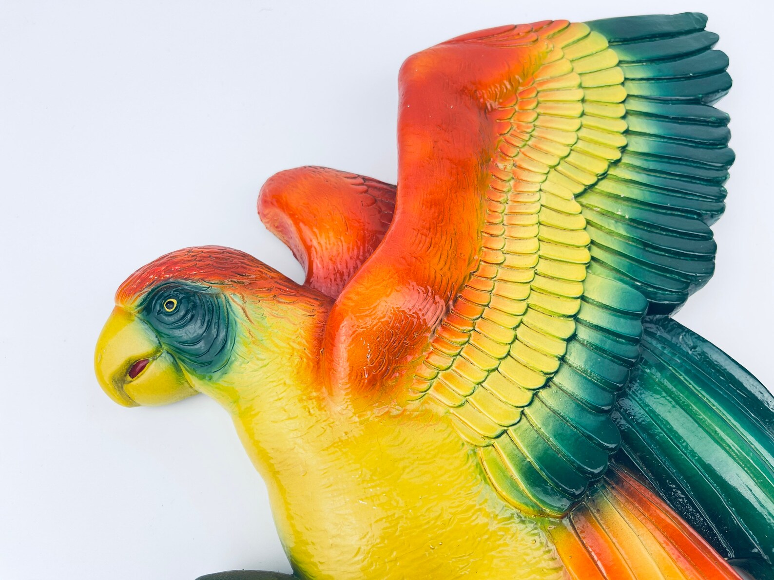Vintage Vibrant Mid-century Parrot Chalkware Wall Art – Hand-painted ...