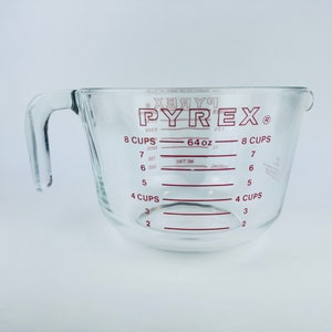 Vintage Red 'PYREX' Glass Measuring Cup 565 8 Cups/2 Litre Metric ...