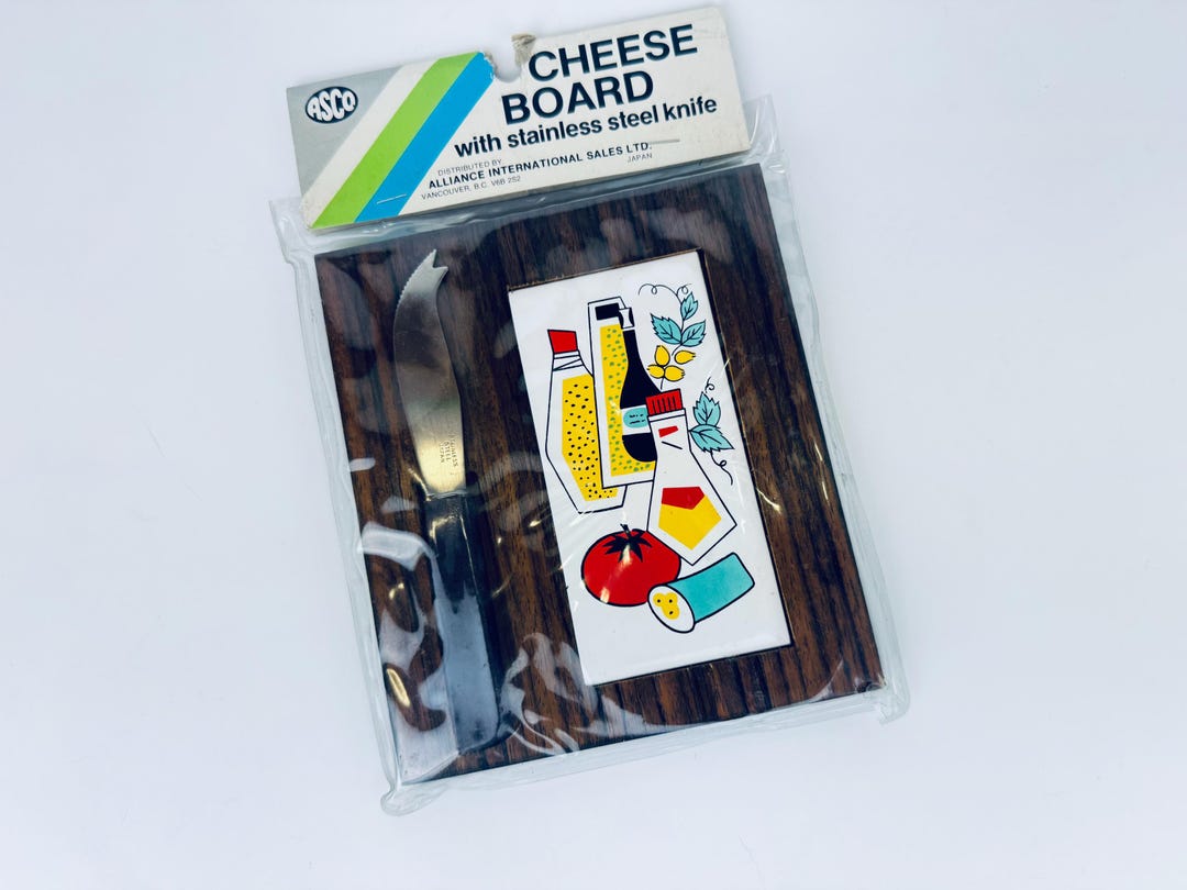 Vintage 1970s Mid‑century Modern Wood & Tile Cheese Board With ...