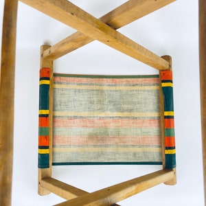 Vintage Folding Wood + Striped Cloth Stool - Camping Chair - Etsy