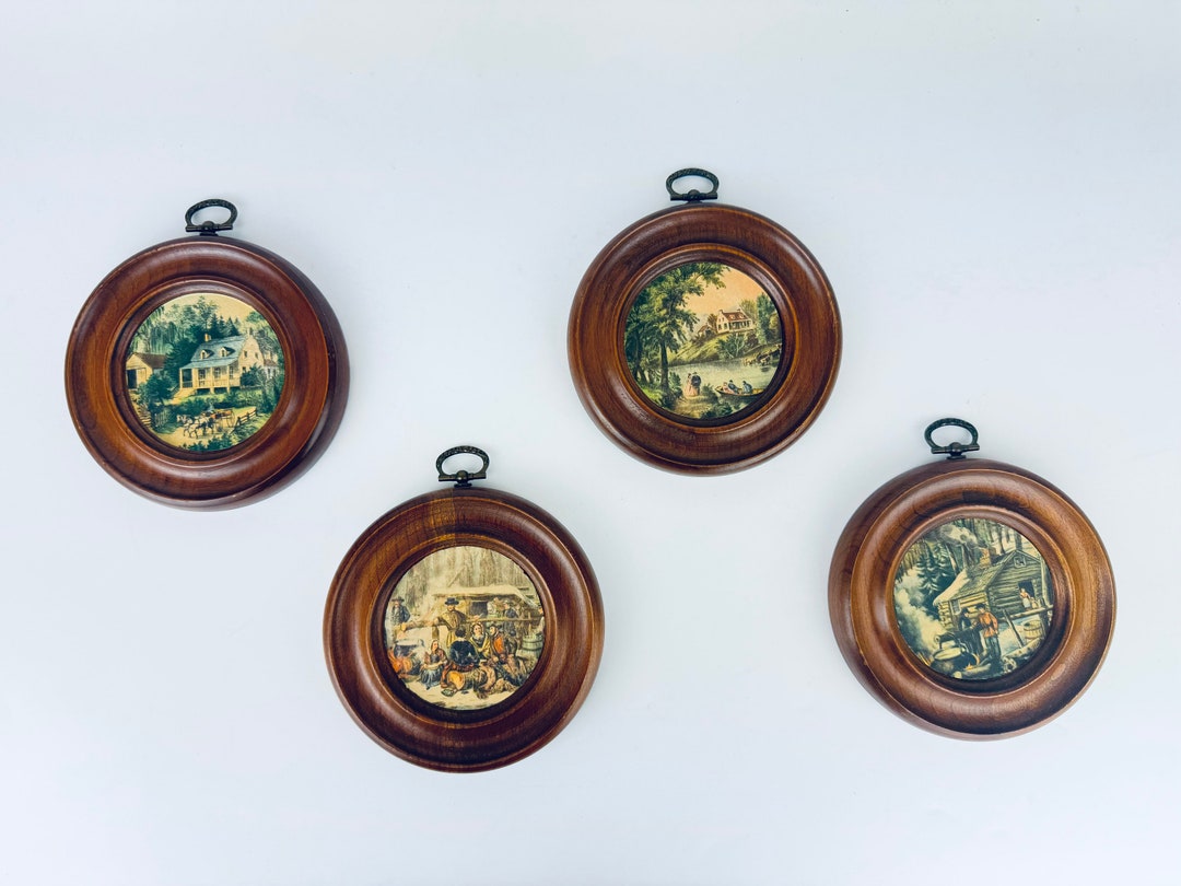 Vintage Prattware Pot Lids Victorian Round Wood Wall Decor - English ...