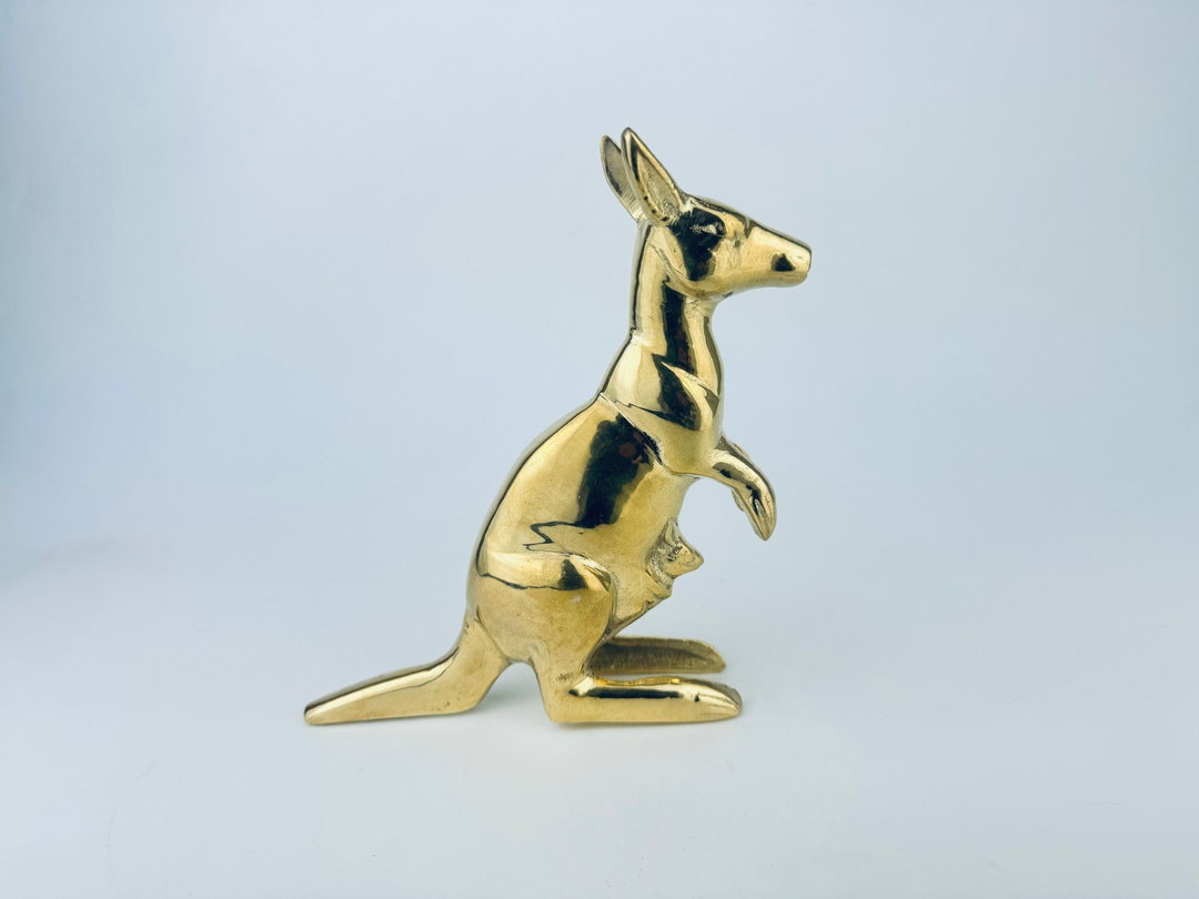 Vintage Solid Brass Kangaroo + Joey Figurine - Etsy