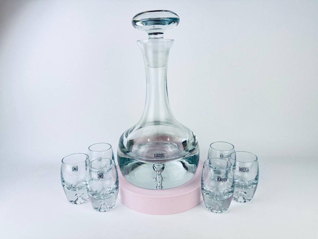 Vintage KROSNO Controlled Bubble Crystal Glass Barware Set - Glass ...