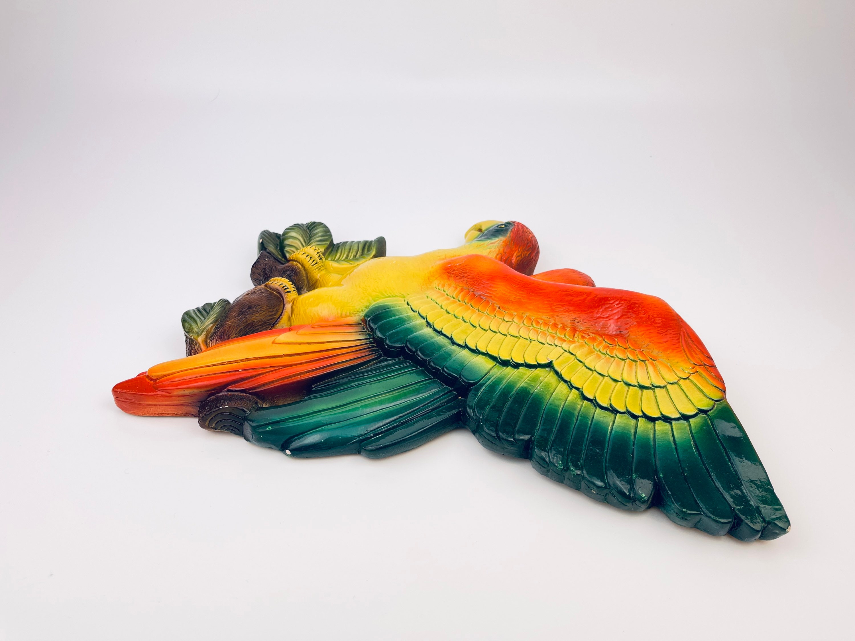 Vintage Vibrant Mid-century Parrot Chalkware Wall Art – Hand-painted ...