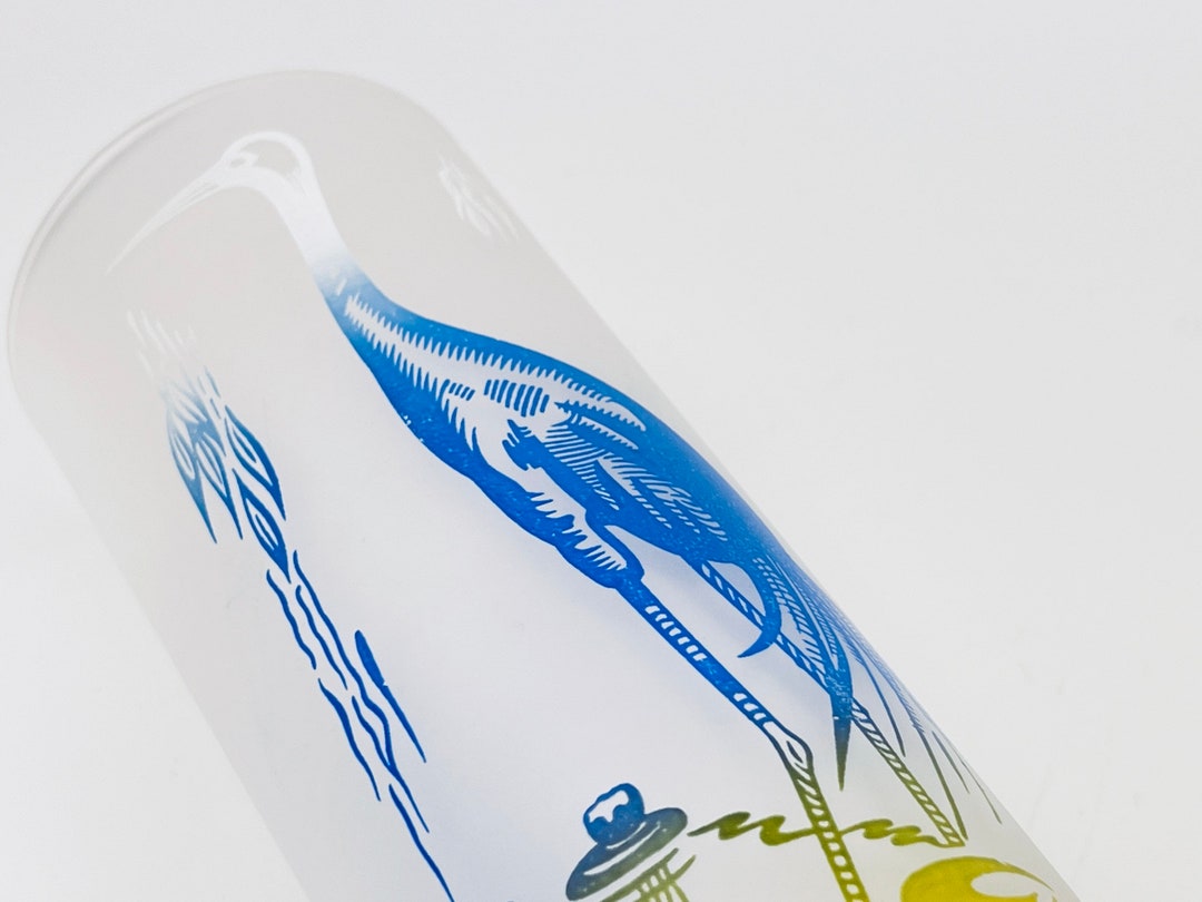 Vintage Frosted 'crane' Pattern Tom Collins/zombie - Etsy