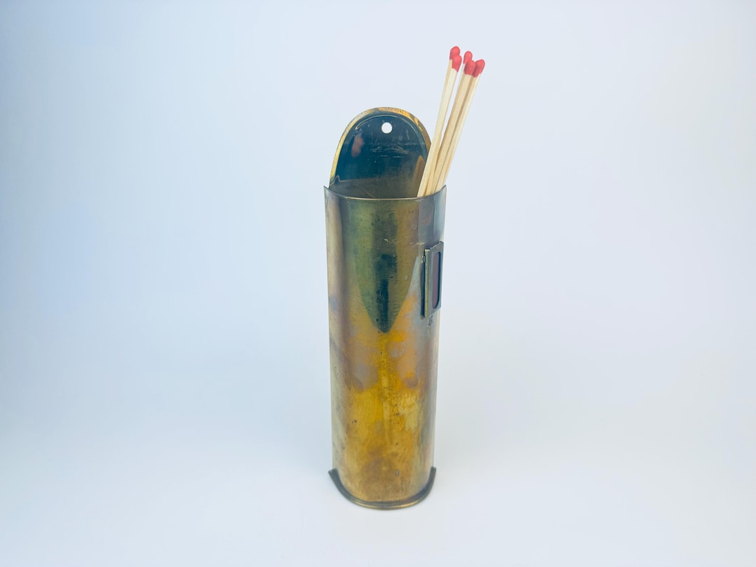 Vintage Brass Match Holder - Side Strike Pocket - Attractive Aged Metal ...