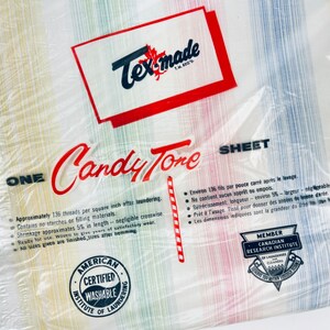 Vintage Tex-made 'twin/double' Candy Tone Striped Pastel Colour Flat ...