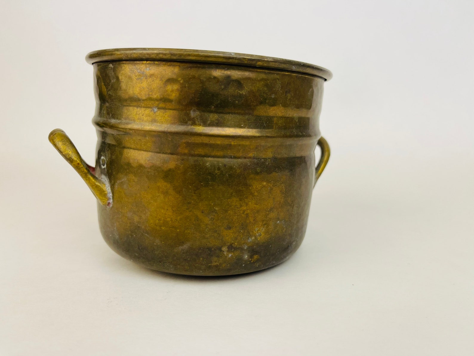 Vintage Hammered Brass Pot With Handles Perfect Indoor Etsy