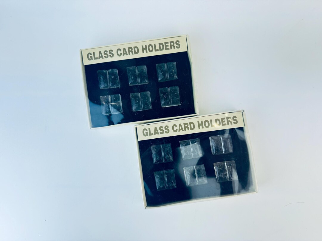 Vintage Clear Glass Cube Label Card Holders - Wedding + Dinner Party ...