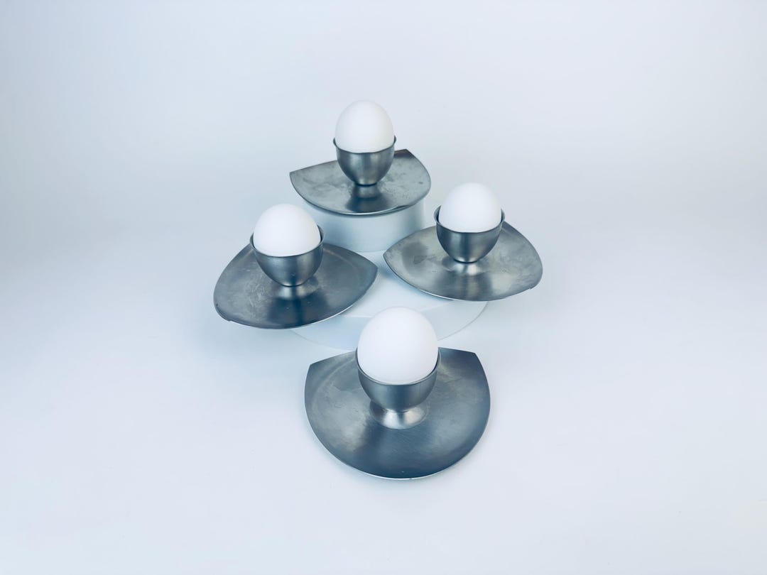Vintage MCM Stainless Steel Egg Holders - Set of Four (4) - Etsy