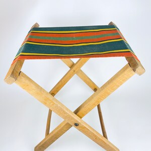 Vintage Folding Wood + Striped Cloth Stool - Camping Chair - Etsy