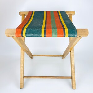 Vintage Folding Wood + Striped Cloth Stool - Camping Chair - Etsy