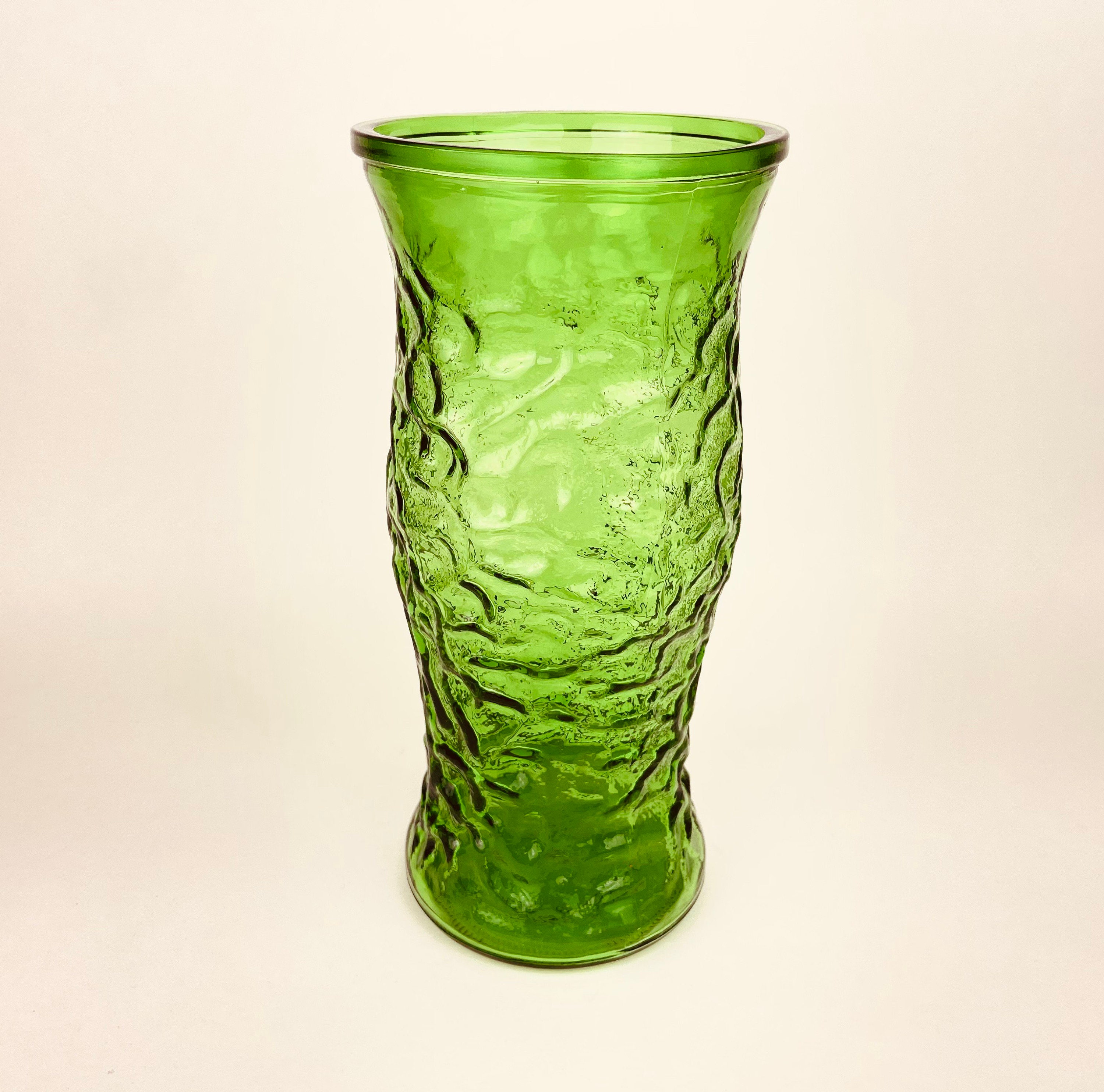 Vintage Green Crinkle Glass Vase Made by Hoosier Glass - Etsy UK