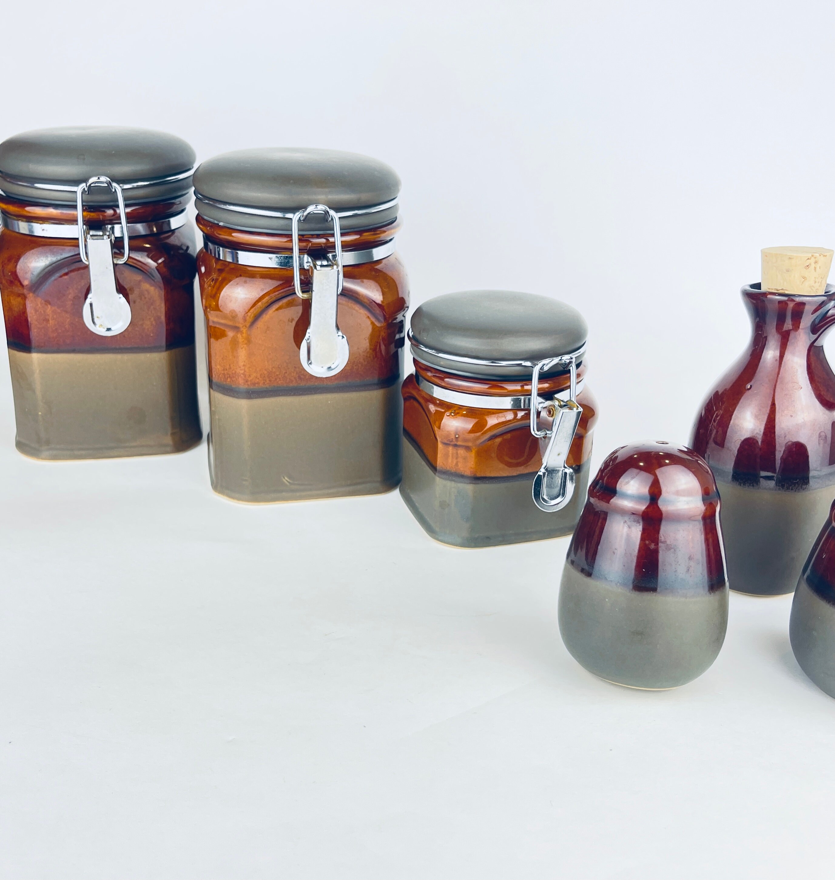 Vintage Countertop Canister Set Salt/pepper/oil Decanter | Etsy