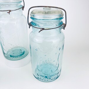Antique 'safety Seal' Wide Mouth Aqua Blue Glass Jar - 2 Pint Capacity ...