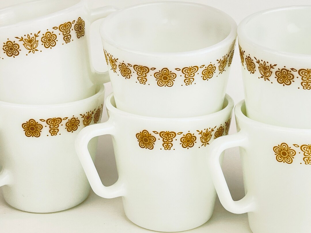 Vintage Pyrex 'butterfly Gold' Pattern Coffee/tea Cups - Set of Two (2 ...
