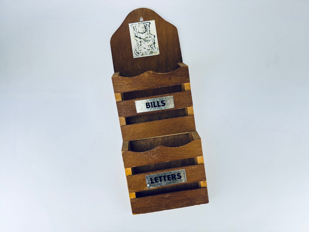 Vintage Wooden Wall Mounted Letter/bills Wall Storage - Office Decor ...