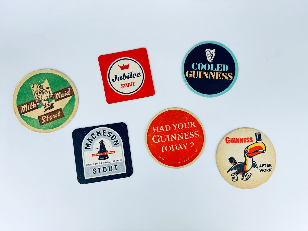Vintage European/irish Bar Coasters - Beer/cocktail Mat - Sold ...