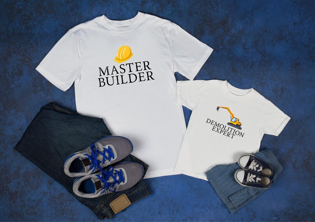 Funny Construction Shirts, Matching Dad and Kid Shirt Set, Master ...