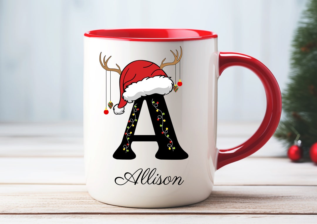 Custom Christmas Mug With Monogram – Personalized Initial & Name - Etsy