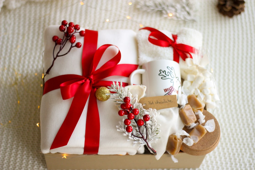 Secret Santa Gift, Blanket Gift Box for Woman and Men, Cozy Gift Basket ...