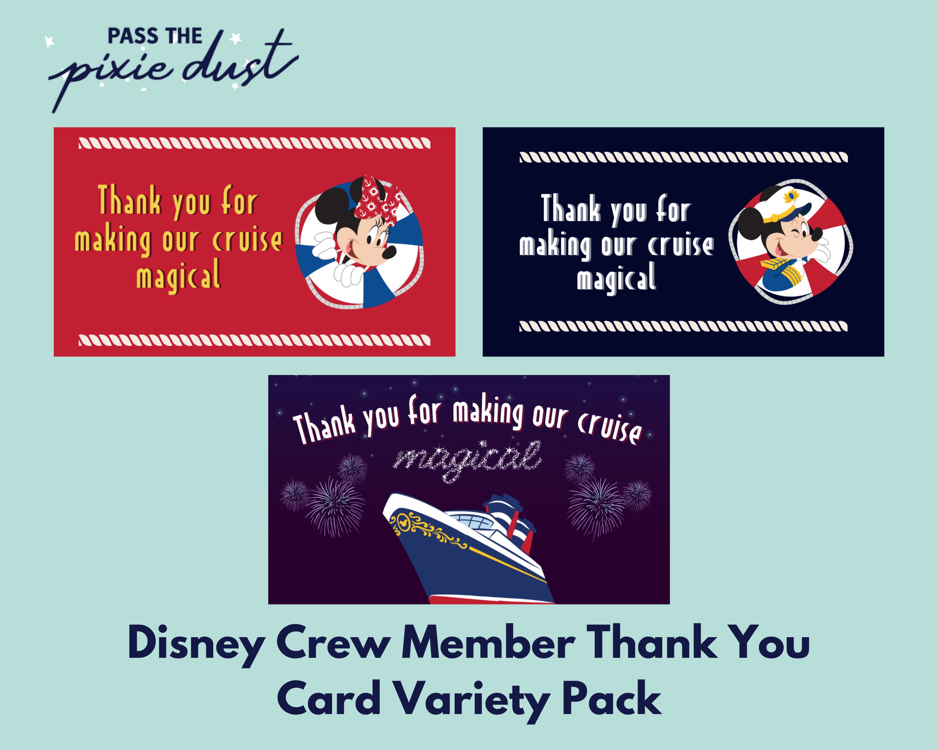 Set of 12 Disney Cruise Line Crew Member Thank You Card - Etsy