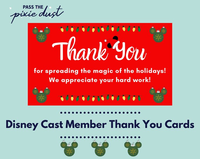 Set of 10 Holiday Disney Cast Member Thank You Cards - Etsy