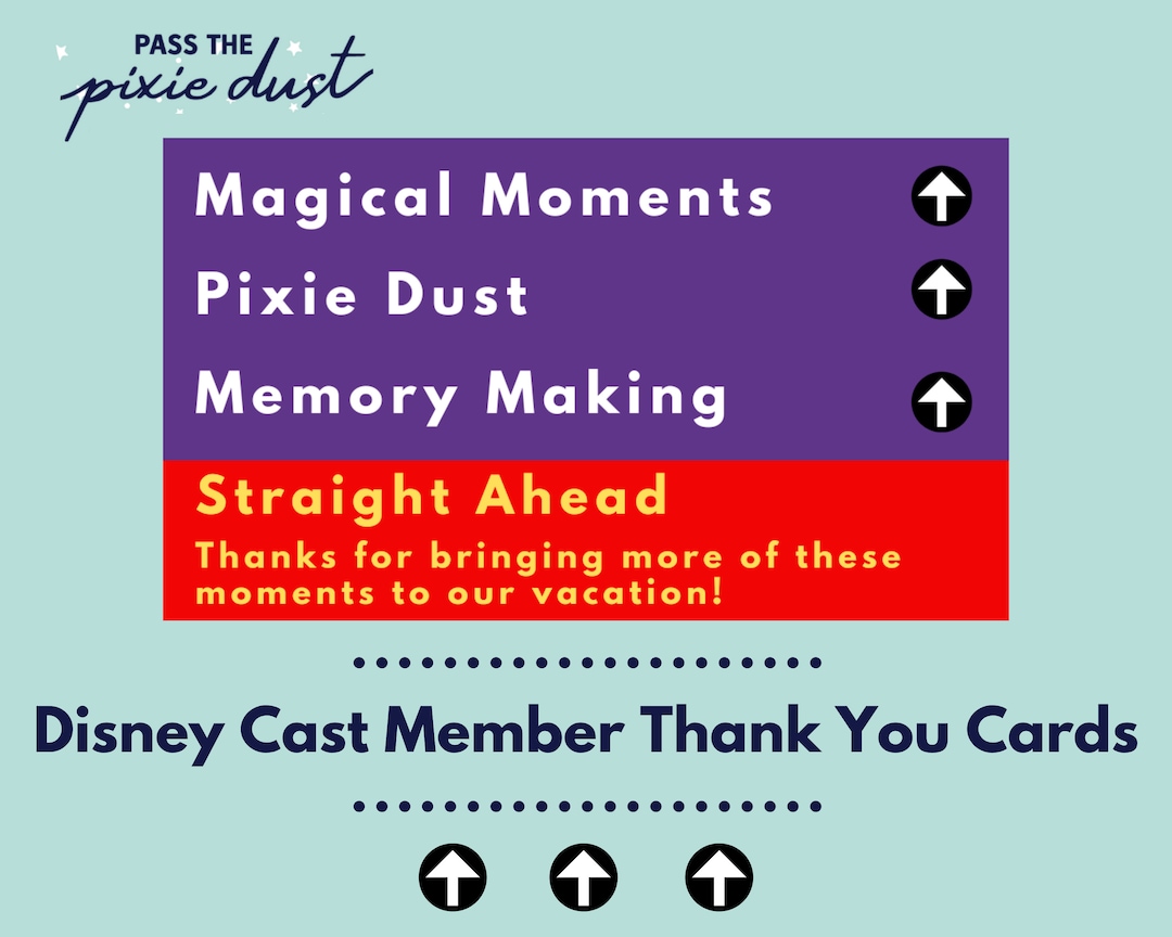 Set of 10 Disney Traffic Sign Inspired Cast Member Thank You Cards - Etsy