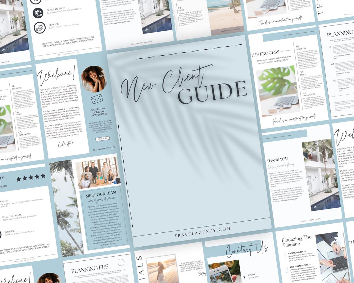 Travel New Client Guide, Travel Agent New Client Handbook, Canva ...