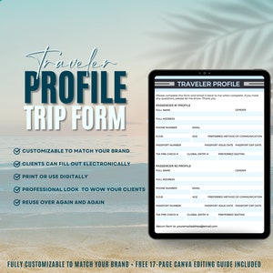 Travel Agent Traveler Profile Form, Travel Agent Forms, Travel ...