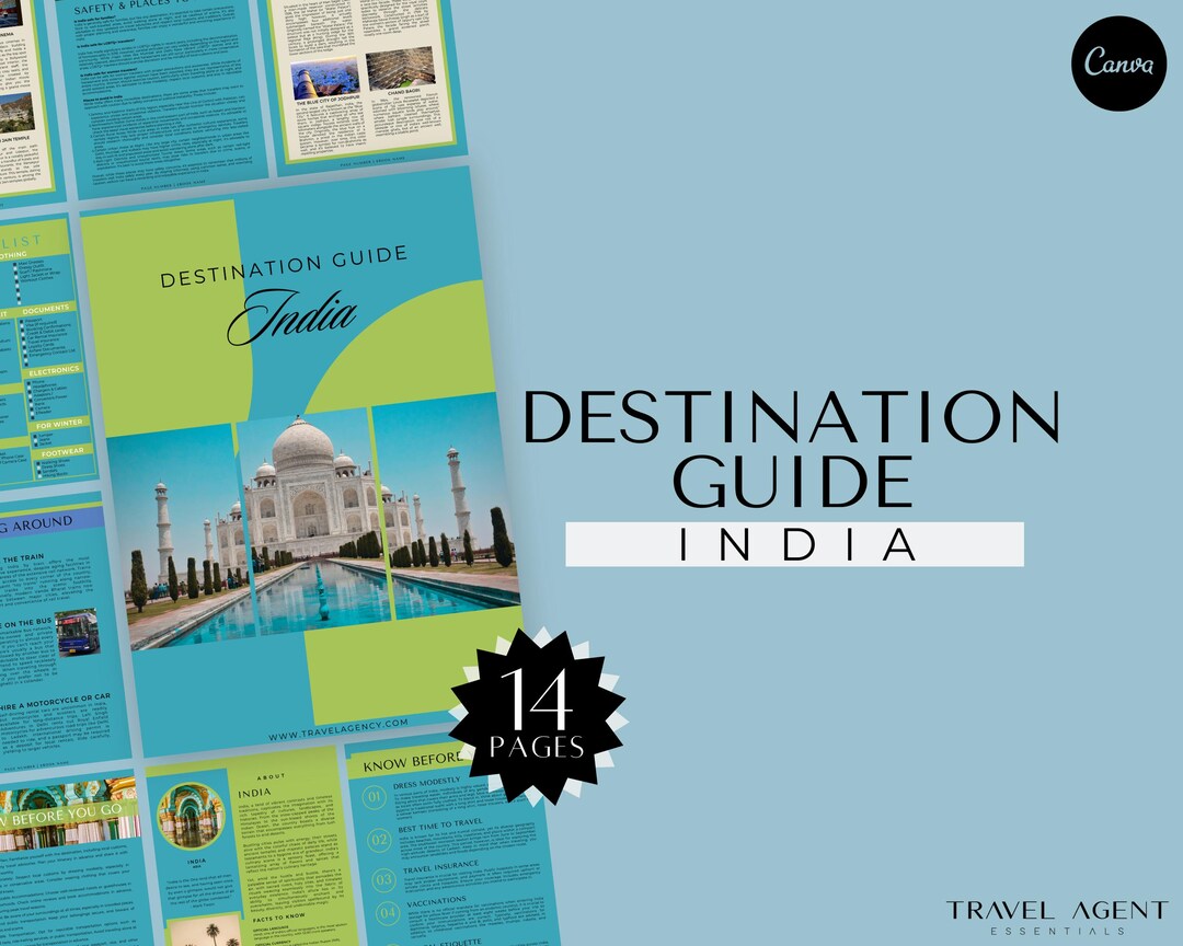 India Destination Guide, Travel Agent Templates, Canva Template ...
