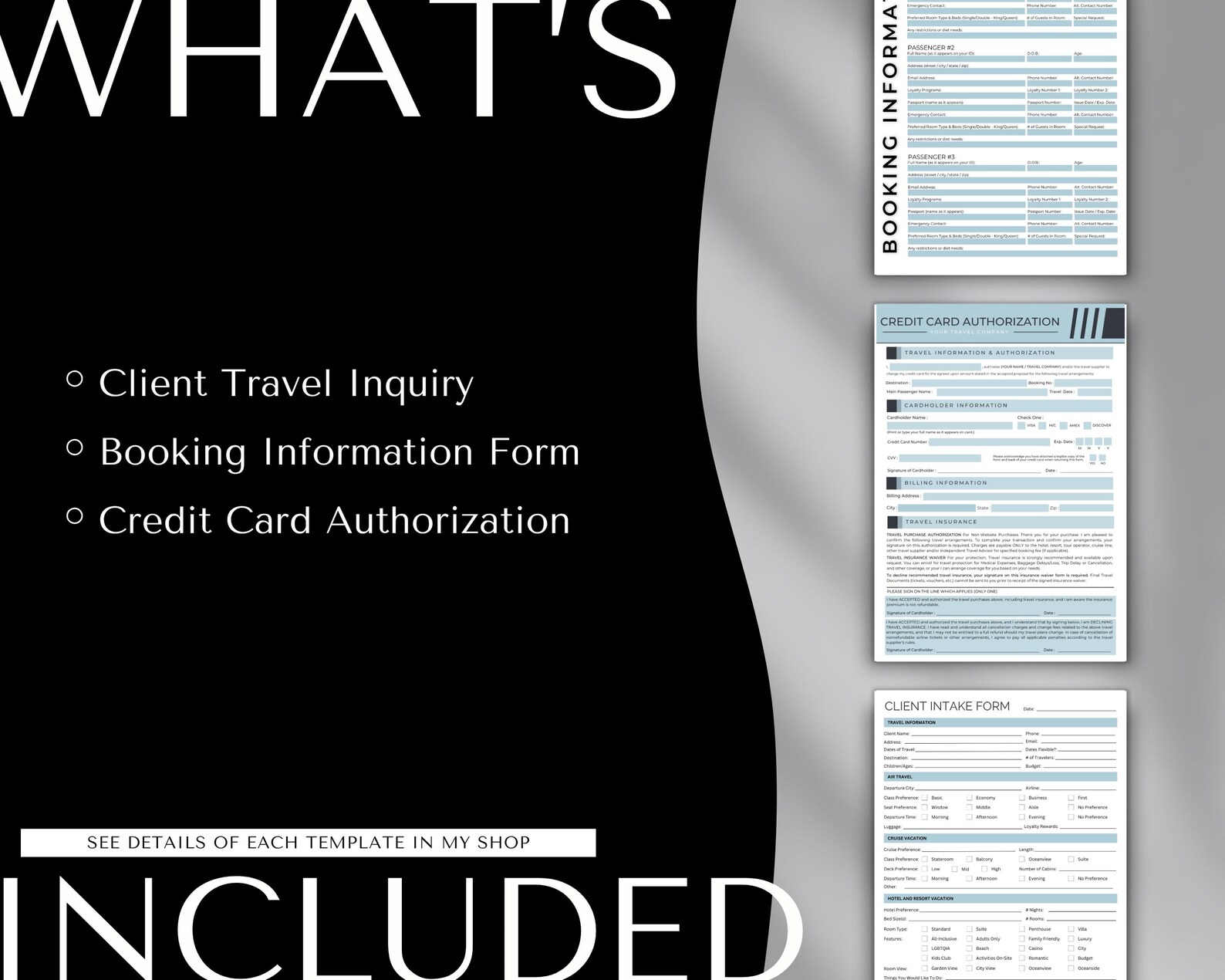 Travel Agent Forms Bundle, Travel Inquiry, Booking Information Form ...