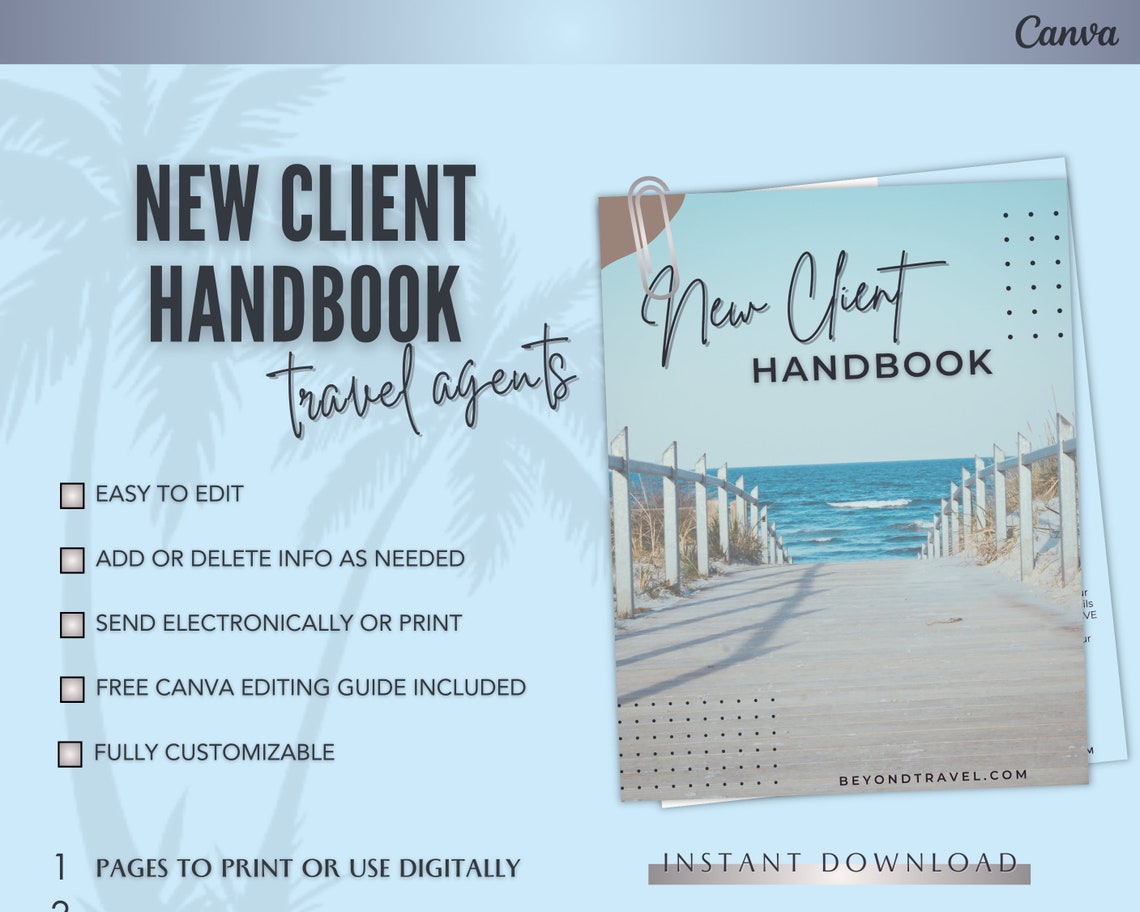 Travel Client Handbook Travel Agent New Client Handbook - Etsy