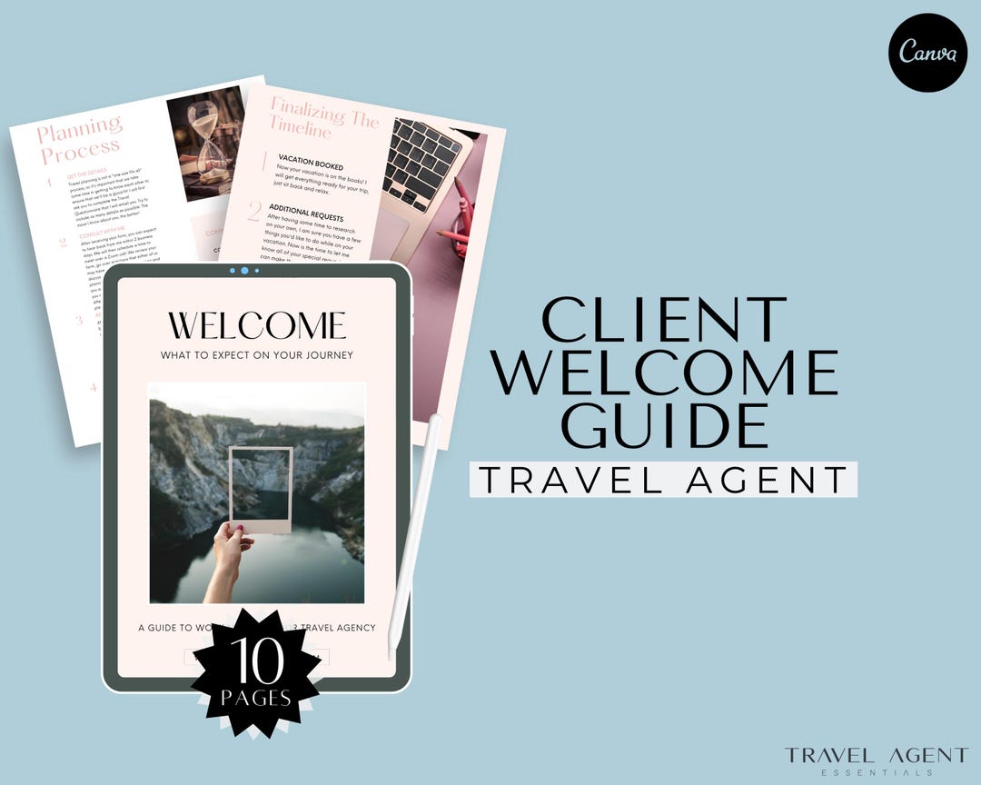 Travel Agent New Client Welcome Guide, Travel Agent Template, Canva ...
