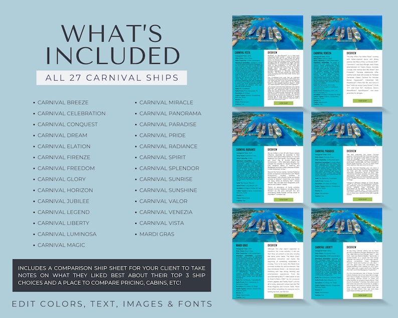 Carnival Cruise Ship Guide, Travel Agent Templates, Cruise Ship Guide ...