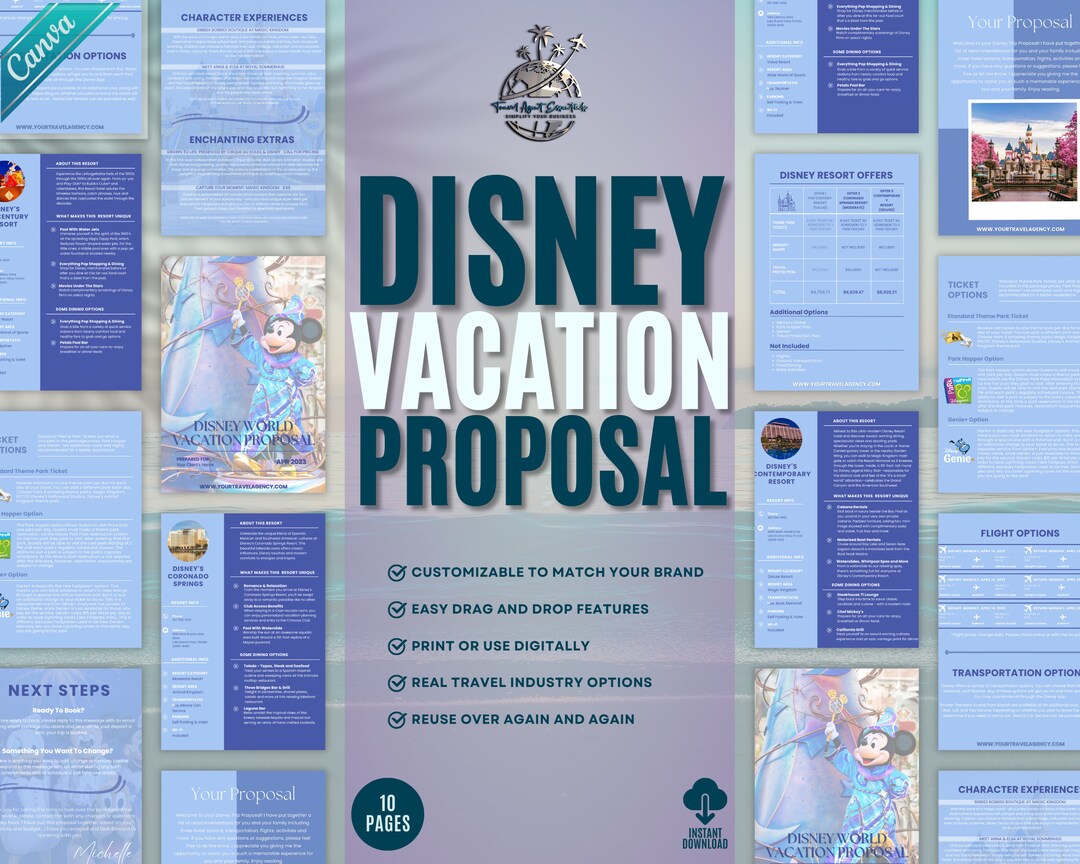 WDW Theme Park Simple Vacation Proposal for Client, Travel Agent ...