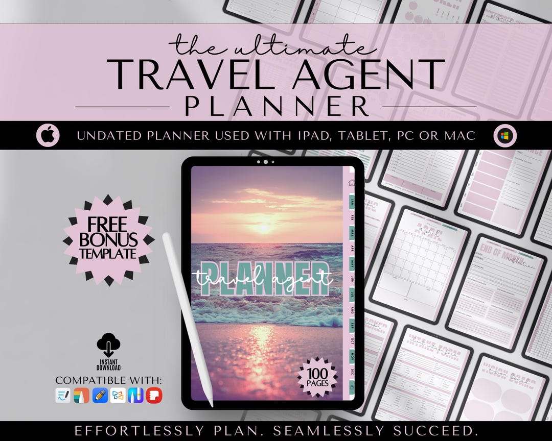 Travel Agent Digital Planner, Goodnotes Planner, iPad Planner ...